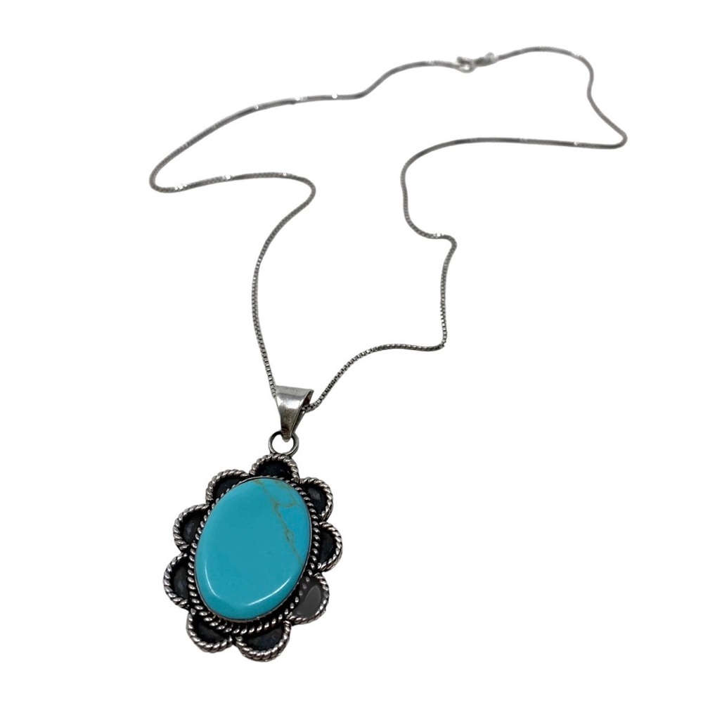 Vintage Ati Mexico 925 Turquoise Native American Neck… - Gem